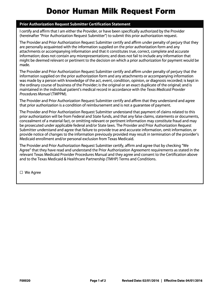 Fillable Online F00020 Donor Human Milk Request Form.doc Fax Email ...