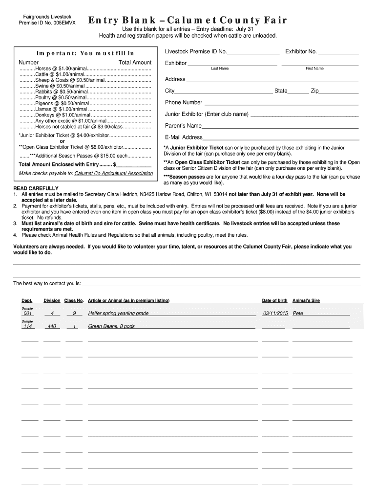 Fillable Online Fairgrounds Livestock Fax Email Print - pdfFiller