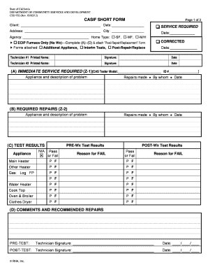 Fillable Online sbcounty CASIF SHORT FORM (B) REQUIRED REPAIRS (Z-2) (C ...