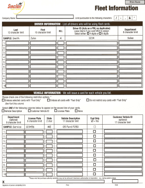 Fillable Online Fleet Information Fax Email Print - pdfFiller