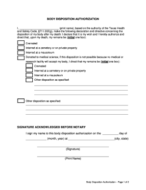 Fillable Online fcactx Body Disposition Authorization - blank 02-20-16 ...