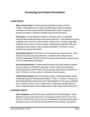 Fillable Online Purchasing Card Report Descriptions - FLAIR Fax Email ...