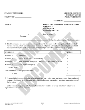 Fillable Online minncle INVENTORY IN SPECIAL ADMINISTRATION - minncle ...