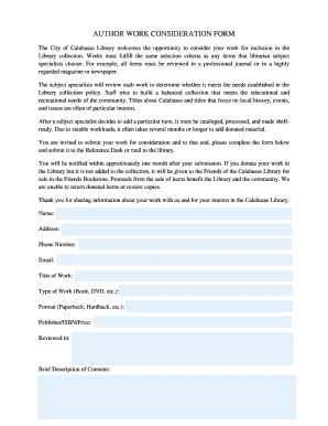 Fillable Online Author Work Consideration Form Fax Email Print - pdfFiller