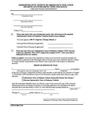 Fillable Online ADMINISTRATIVE NOTICE OF ORDINANCE VIOLATION Fax Email ...