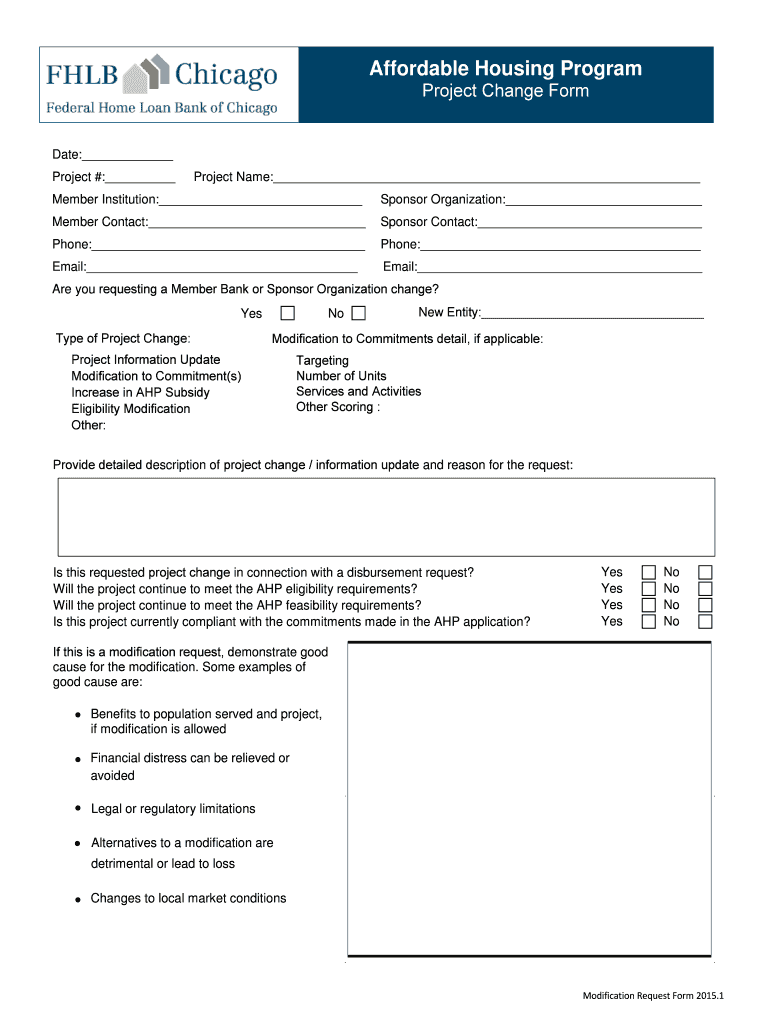 Fillable Online Affordable Housing Program Project Change Form - Fax ...