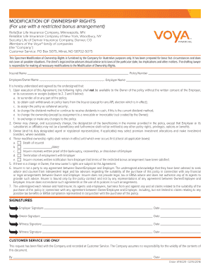 Fillable Online Modification of Ownership - Voya Fax Email Print ...