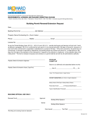 Fillable Online broward Building Permit Renewal/Extension Request ...