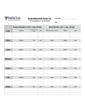 Fillable Online Holter Monitor Symptom Log -Blank Form for Patients ...
