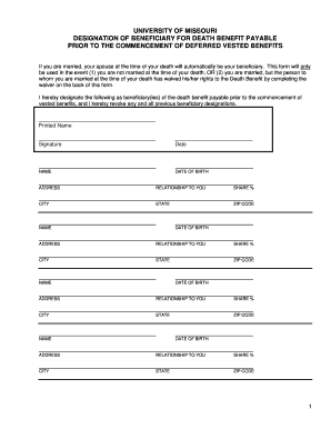Fillable Online uminfopoint umsystem DESIGNATION OF BENEFICIARY FOR ...
