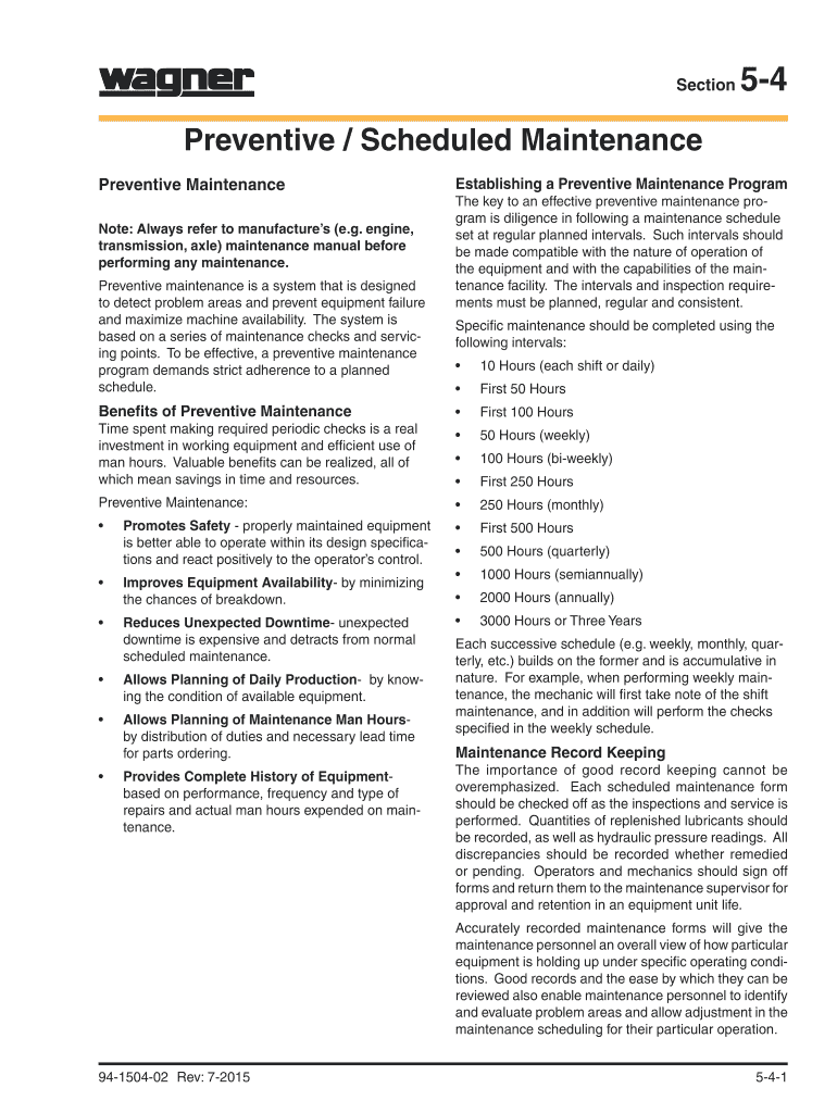 Fillable Online What is Preventative Maintenance/Preventive Maintenance ...