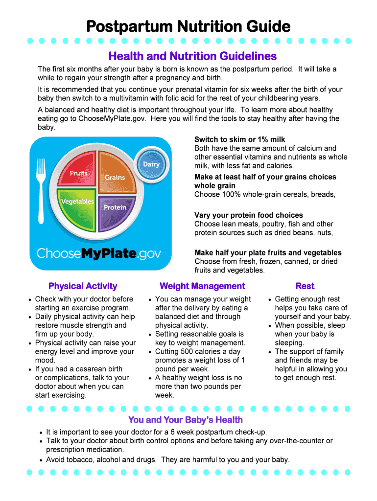 Fillable Online Postpartum Nutrition Guide Fax Email Print - pdfFiller