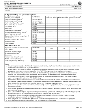 Fillable Online energy ca HVAC SYSTEM REQUIREMENTS A. Equipment Tags ...