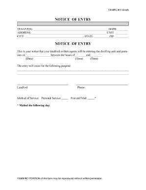 Fillable Online NOTICE OF ENTRY - Rentegration Management-Software Fax ...