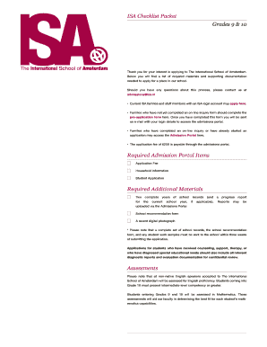 Fillable Online isa ISA Checklist Packet Fax Email Print - pdfFiller