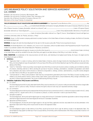 Fillable Online Life Insurance Policy Solicitation and Services ...