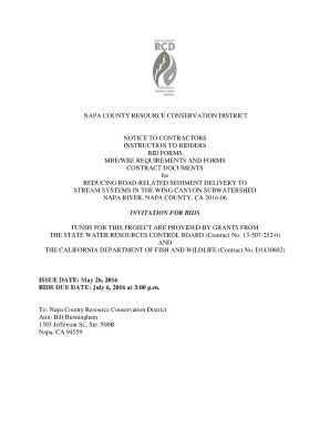 Fillable Online Invitation for Bid - Napa County RCD Fax Email Print ...