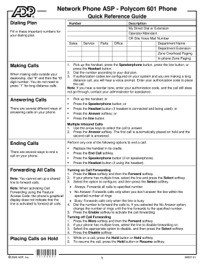 Fillable Online Polycom IP Phone Model 601 - Quick Reference Guide. Polycom IP Phone Model 601 ...