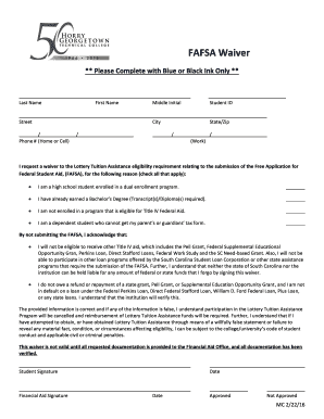 Fillable Online FAFSA Waiver Fax Email Print - pdfFiller
