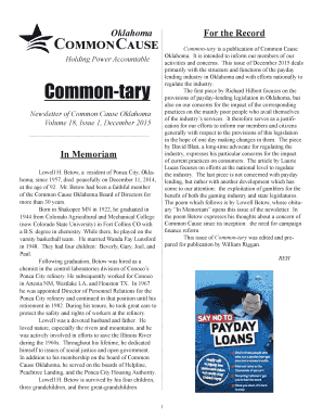 Fillable Online commoncause Common-tary is a publication of Common ...