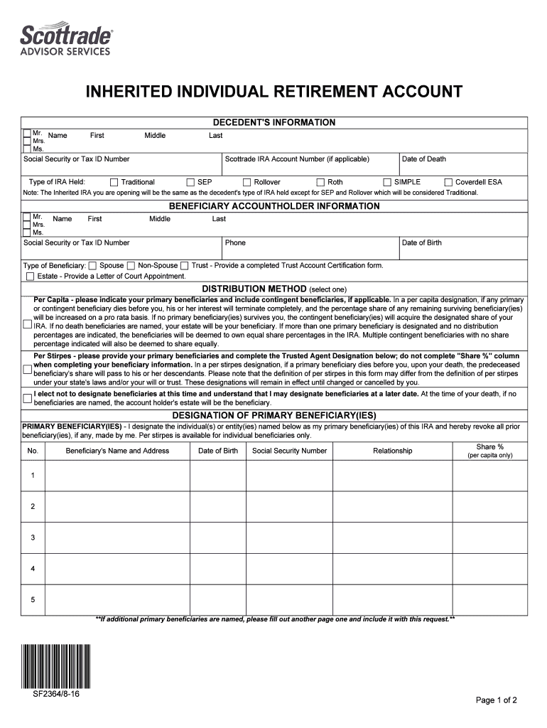 Fillable Online INHERITED INDIVIDUAL RETIREMENT ACCOUNT Fax Email Print ...
