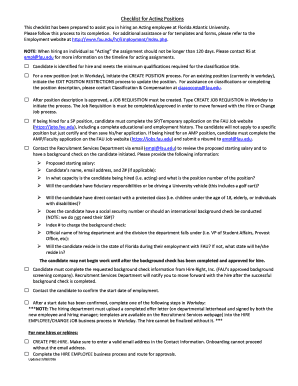 Fillable Online Checklist for Acting Positions Fax Email Print - pdfFiller