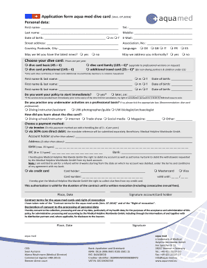 Fillable Online aqua-med Application form aqua med dive card (Vers Fax Email Print - pdfFiller