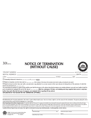 Fillable Online NOTICE OF TERMINATION (WITHOUT CAUSE) Fax Email Print - pdfFiller