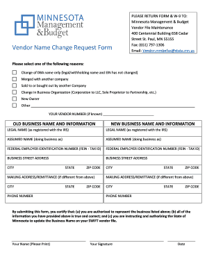 Fillable Online mn Vendor Name Change Request Form - Minnesota.gov Fax Email Print - pdfFiller