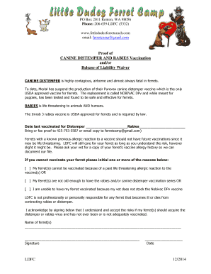 Fillable Online Proof of CANINE DISTEMPER AND RABIES Vaccination... Fax ...