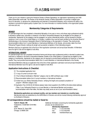 Fillable Online asrs Member and International Member Application 1.12 2 ...