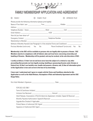 Fillable Online FAMILY MEMBERSHIP APPLICATION AND AGREEMENT Fax Email ...