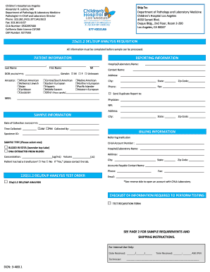 Fillable Online chla 22q11.2 DEL/DUP ANALYSIS REQUISITION REPORTING Fax Email Print - pdfFiller