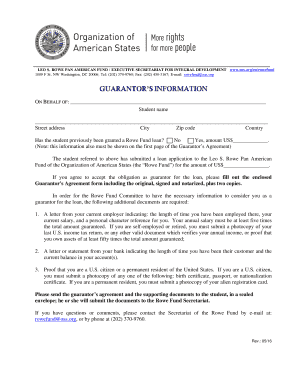 Fillable Online oas Guarantor's Agreement form - Organization of ...