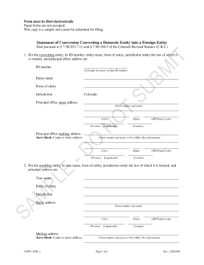 Fillable Online sos state co Statement of Conversion Converting a ...