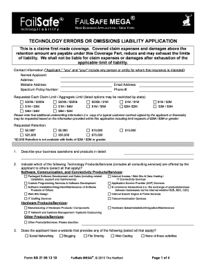 Fillable Online TECHNOLOGY ERRORS OR OMISSIONS LIABILITY APPLICATION Fax Email Print - pdfFiller