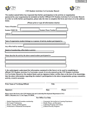 Fillable Online csn CSN CoCurr Transcript Validation Form.doc Fax Email ...