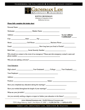 Fillable Online Intake sheet revised March 2013 Fax Email Print - pdfFiller