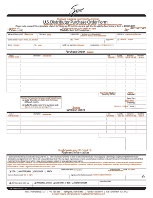 Fillable Online U.S. Distributor Purchase Order Form Fax Email Print ...