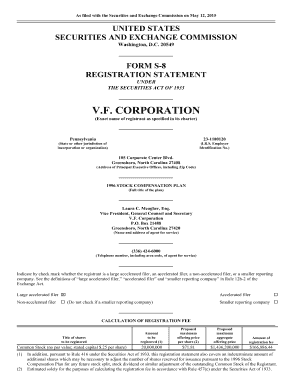 Fillable Online form s-8 registration statement - VF Corporation Fax Email Print - pdfFiller