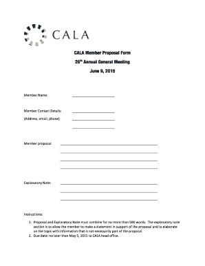 Fillable Online cala CALA Member Proposal Form - cala Fax Email Print ...
