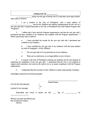Fillable Online northglenn Gun Safe Affidavit 1 - northglenn Fax Email ...