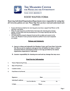 Fillable Online gato-docs its txstate food waiver form - Texas State ...