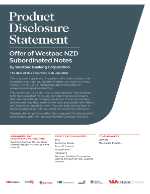 Fillable Online Product Disclosure Statement - JBWere Fax Email Print ...