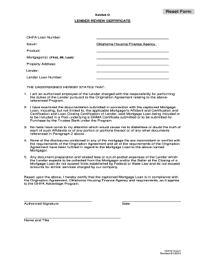 Fillable Online LENDER REVIEW CERTIFICATE Fax Email Print - pdfFiller
