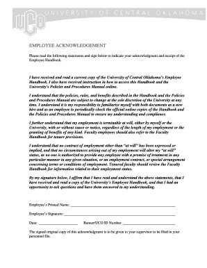 Fillable Online uco Please read the following statements and sign below ...