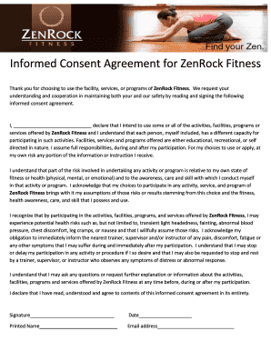 Fillable Online Informed Consent Agreement for ZenRock Fitness Fax ...