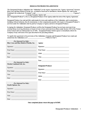 Fillable Online Designated Producer Addendum - Florida Blue Fax Email ...