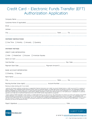 Fillable Online Credit Card - Electronic Funds Transfer (EFT ... - Trapp Technology Fax Email ...