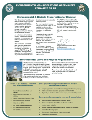 Fillable Online fema EHP Greensheet for Arkansas DR 4226. EHP ...